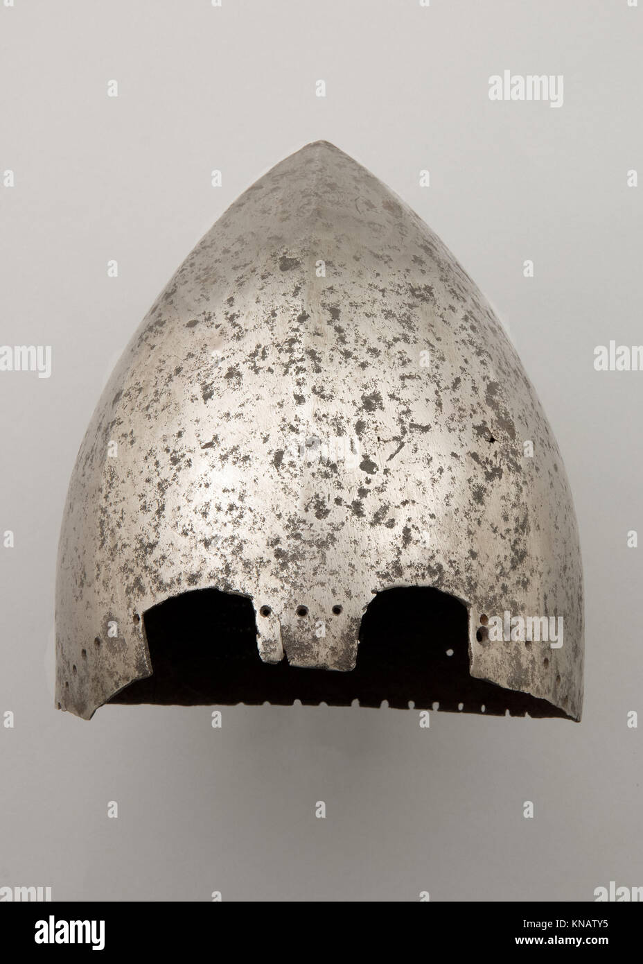 This bascinet, a type of medieval helmet, was used for protection ...