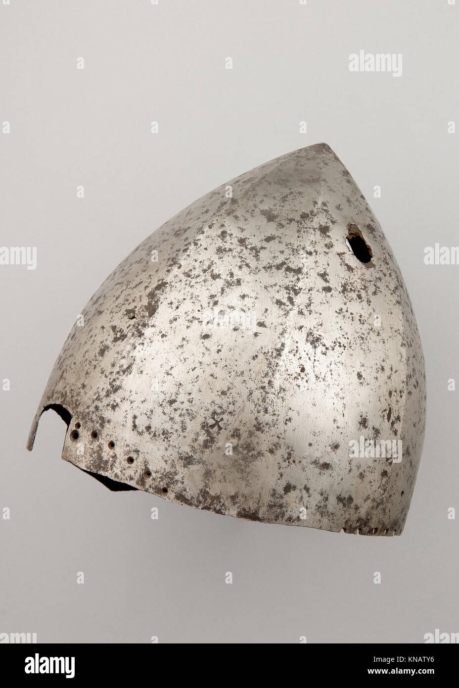 This bascinet, a type of medieval helmet, is characterized by its ...