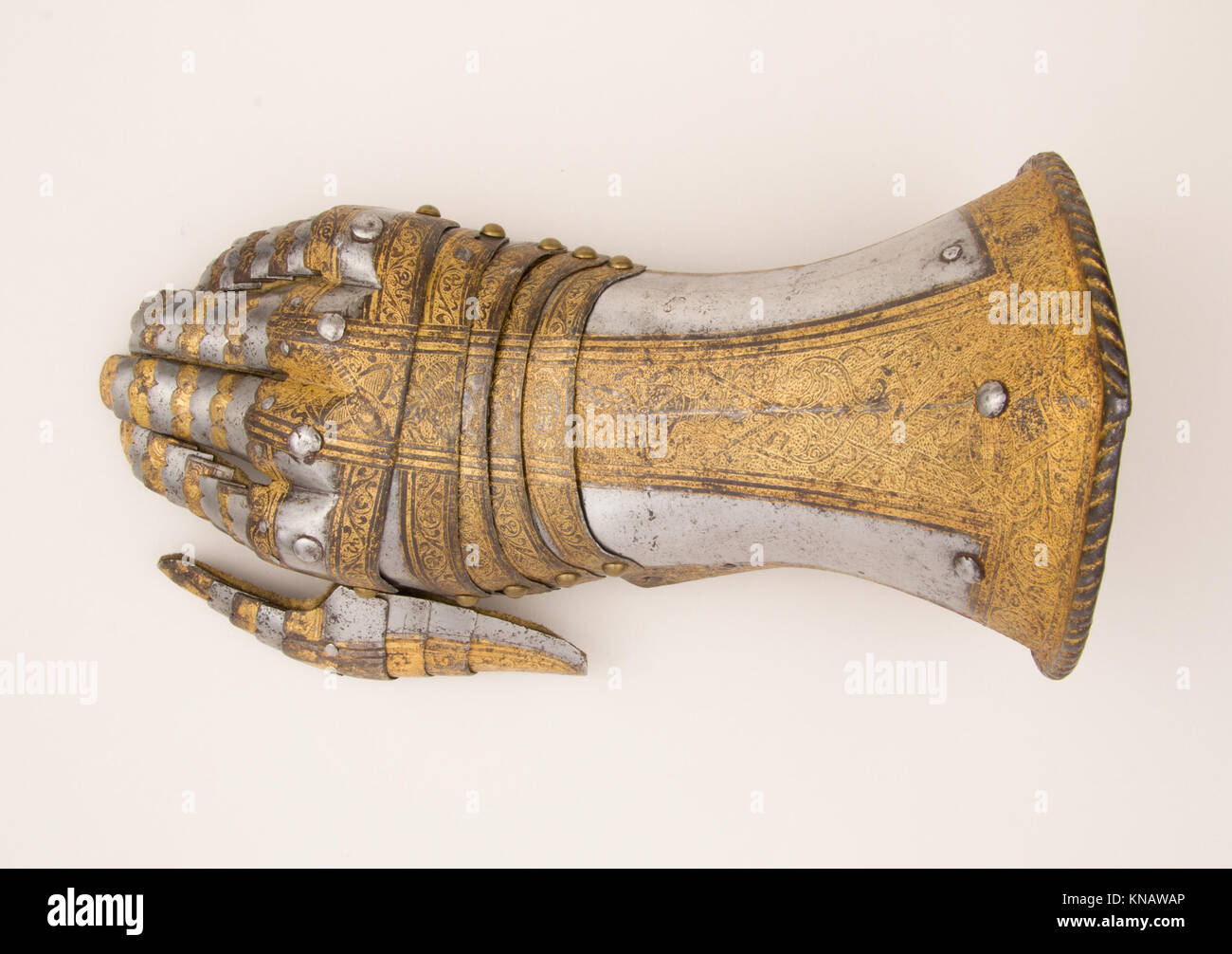 A right-hand gauntlet, part of historical armor, reflecting the design ...
