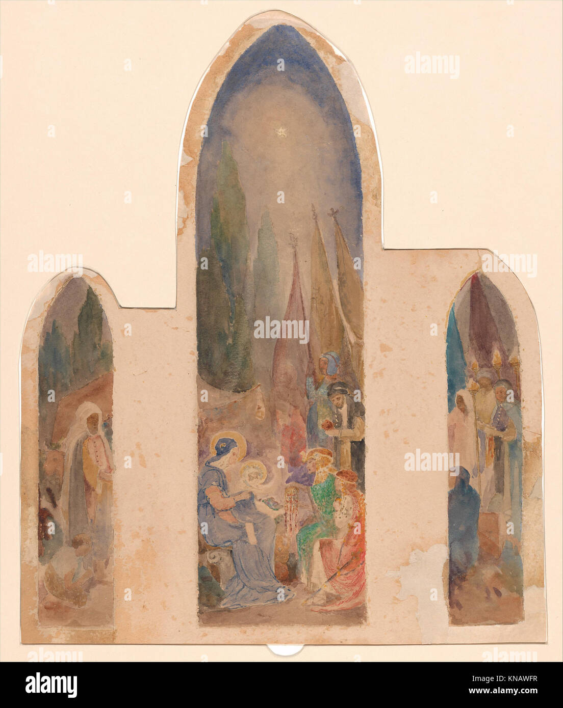 This depiction of the Adoration of the Magi shows the Three Kings ...