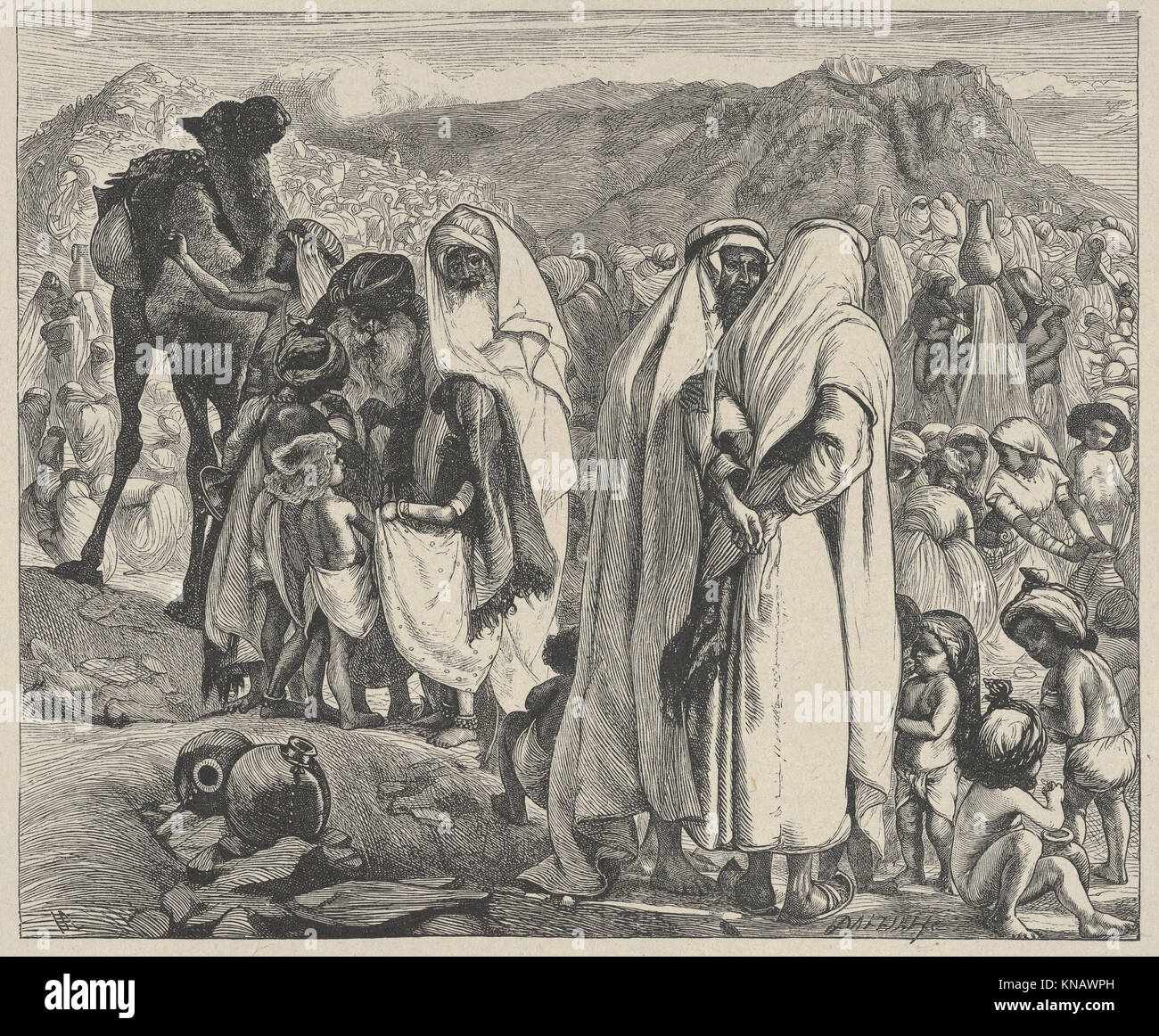 This artwork depicts the biblical scene of gathering manna, as part of ...