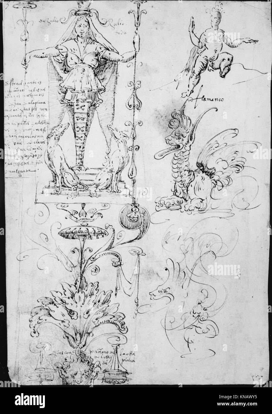 This work includes figure studies on one side and grotesque designs on ...