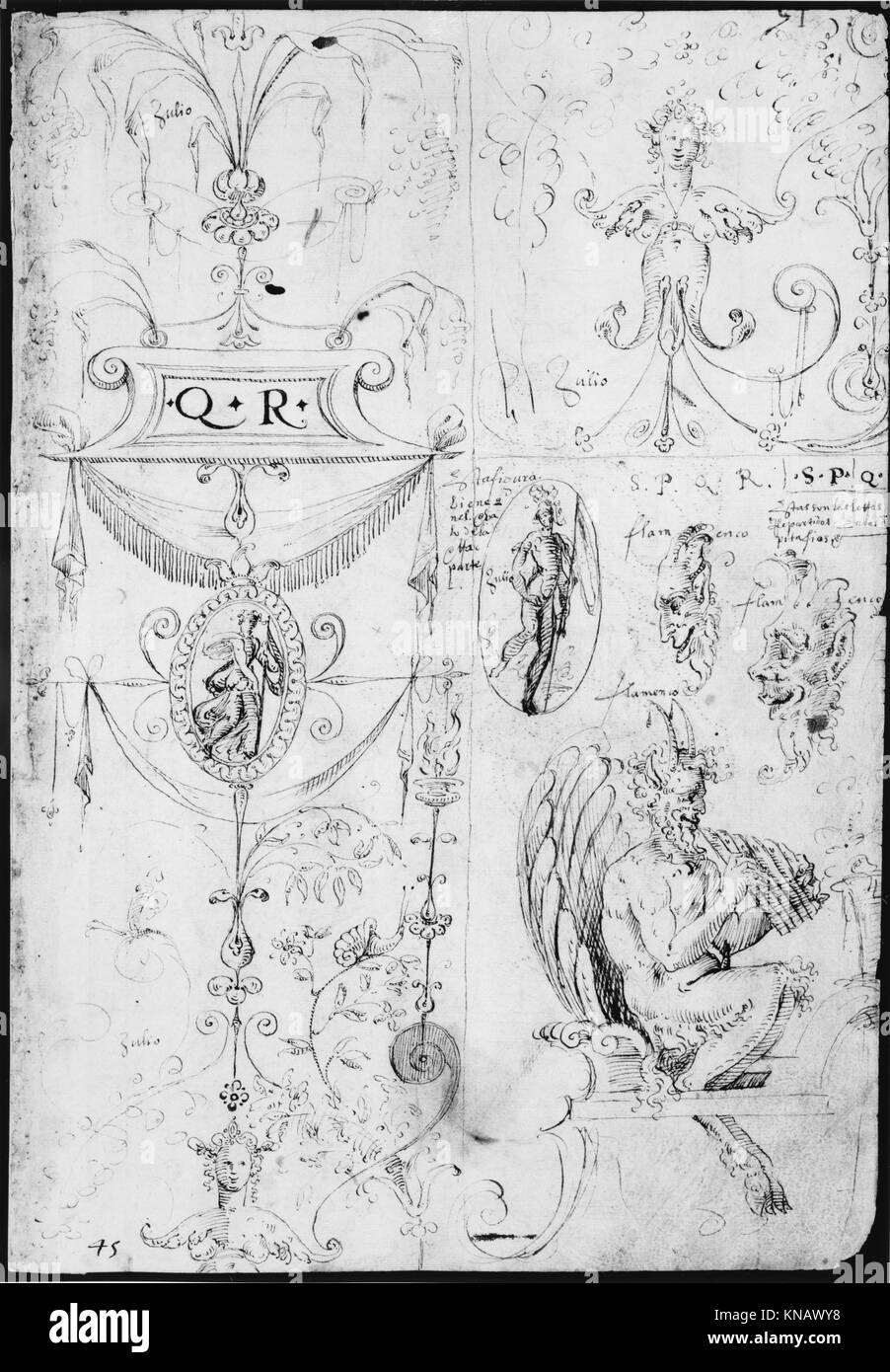 This artwork features grotesque designs with inscriptions on the recto ...