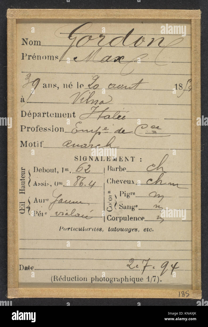 This record, detailing the life of Max Gordon, captures personal and ...