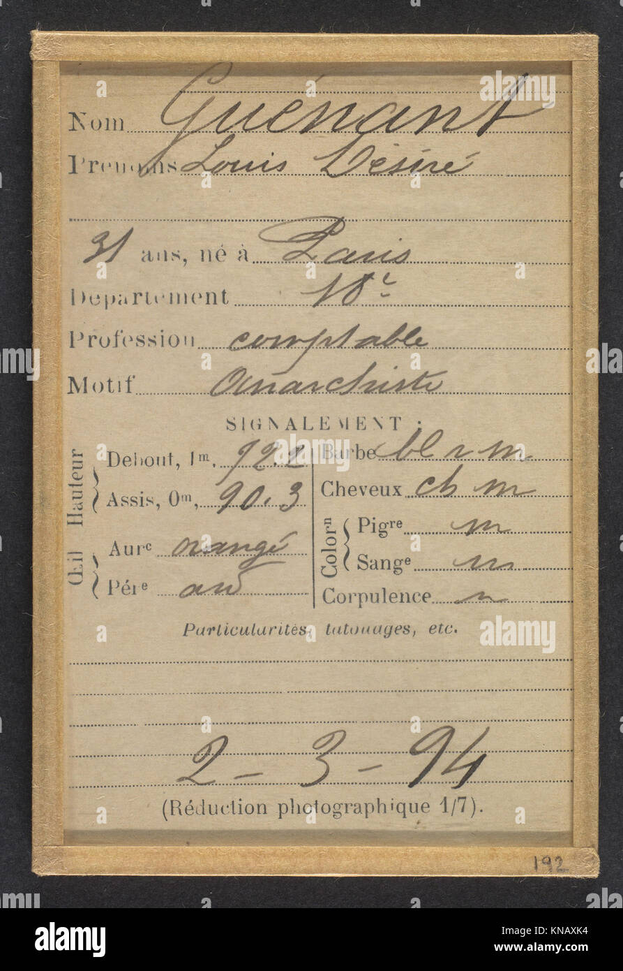 This portrait of Louis Guénant, an anarchist and accountant from Paris ...
