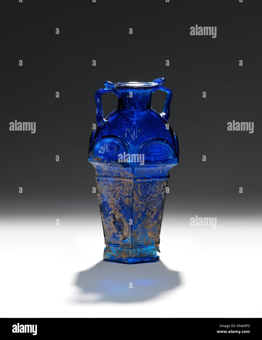 This hexagonal glass amphoriskos, part of the MET collection, is an ...