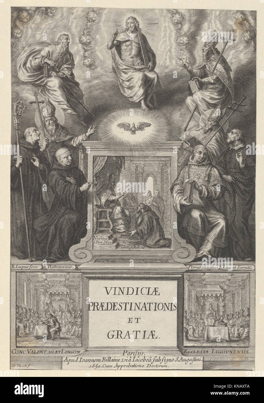 This frontispiece illustrates a scene from the theological work ...