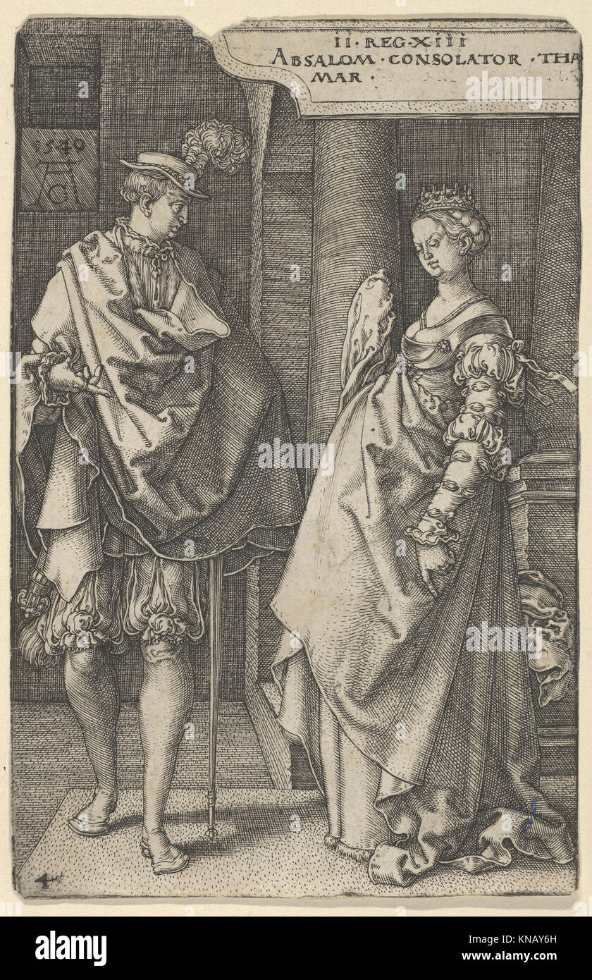 This artwork depicts the biblical story of Absalom comforting Tamar ...