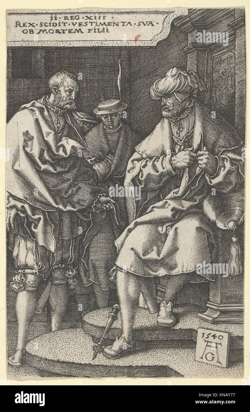 This artwork depicts David tearing his clothes in grief, illustrating ...