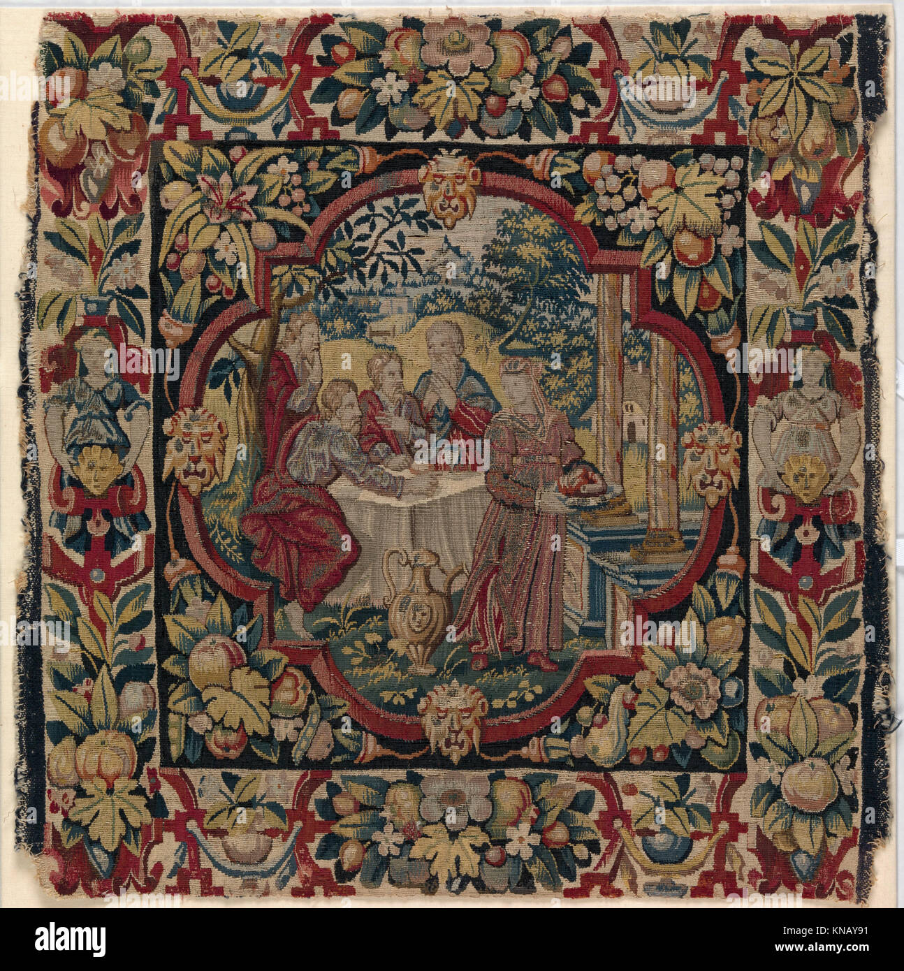 This artwork depicts the biblical story of Abraham entertaining three ...