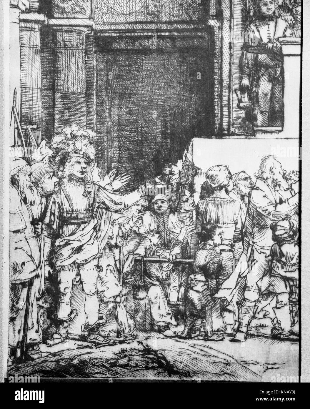 Christ presented to the people illustrates a biblical scene emphasizing ...