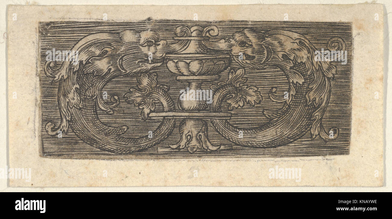 This panel, a reproduction of an ancient design, depicts two dolphins ...