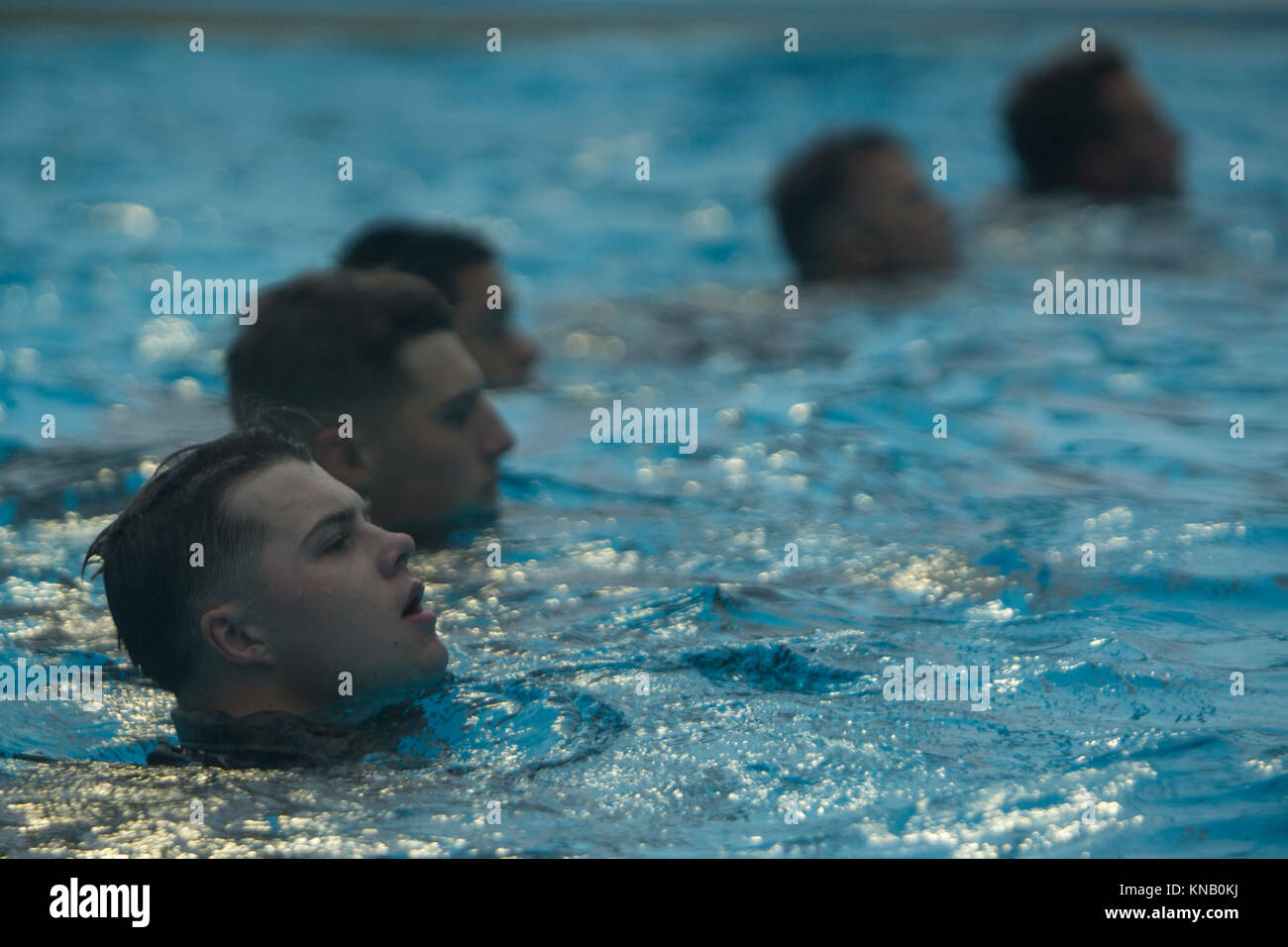 Marines tread water during a reconnaissance screening on Camp Hansen ...