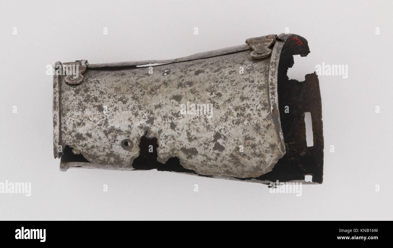 This vambrace, worn on the forearm as defense, is a piece of armor ...