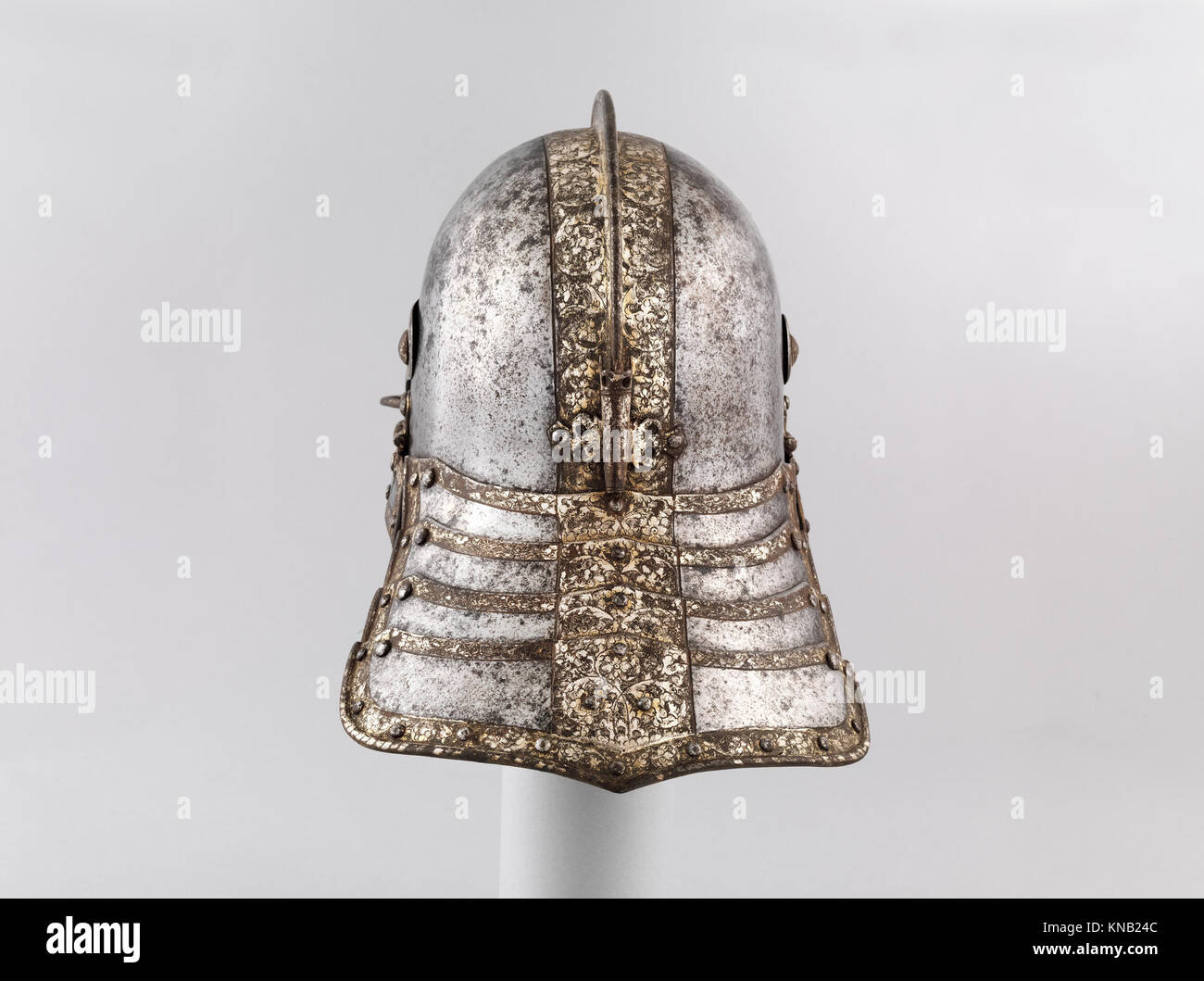 This harquebusier helmet represents historical armor and military ...