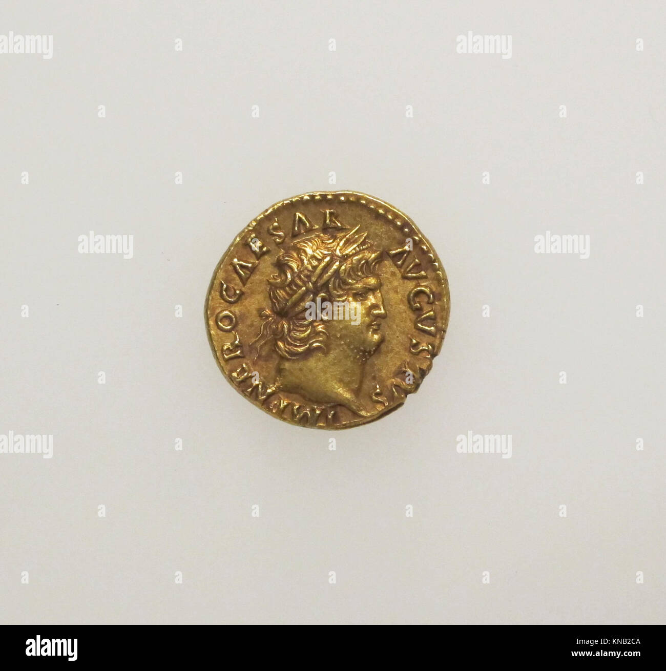 This gold aureus of Nero, a Roman coin, features the likeness of ...