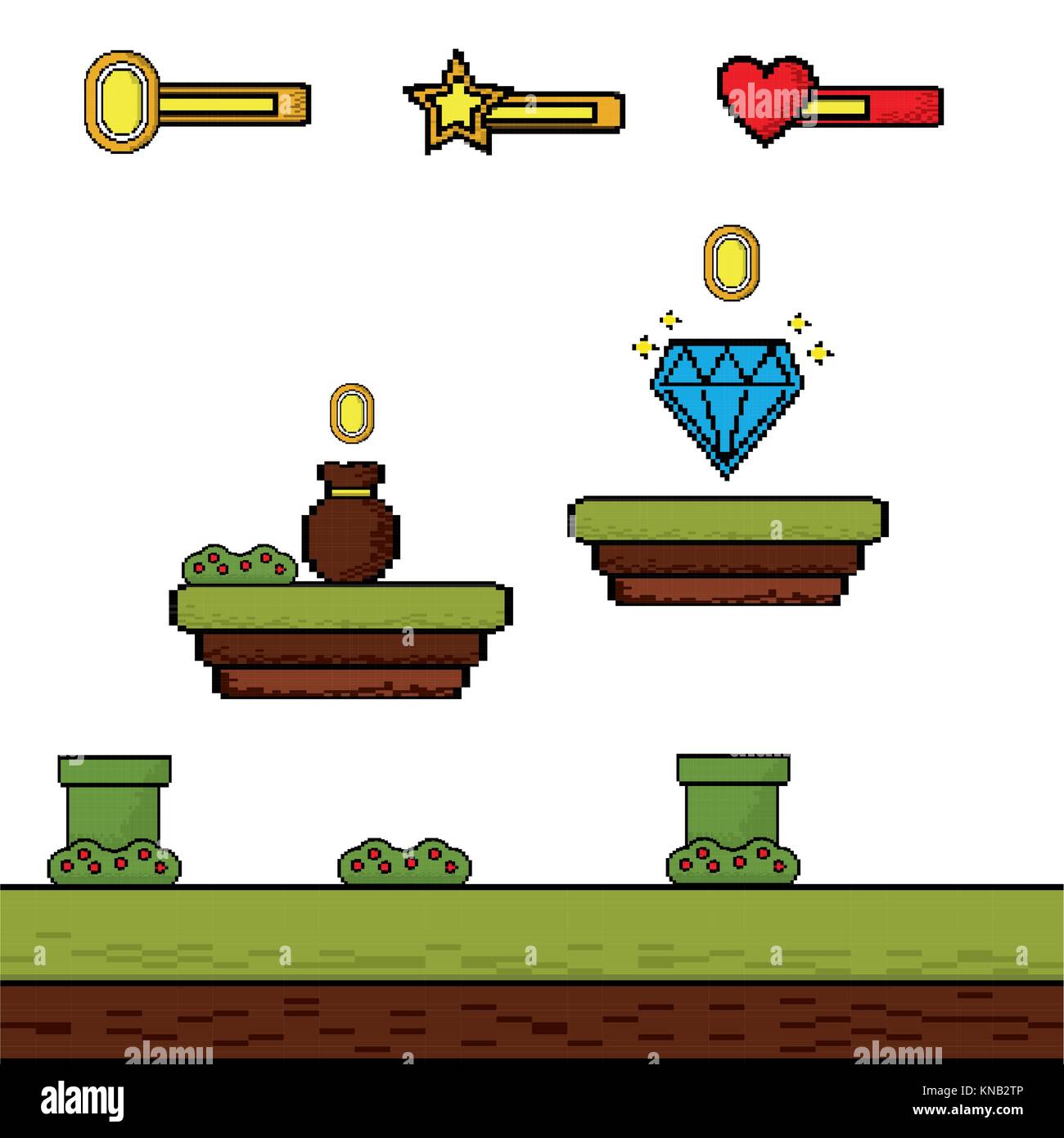 level video game bag money and diamond coins Stock Vector Image & Art ...