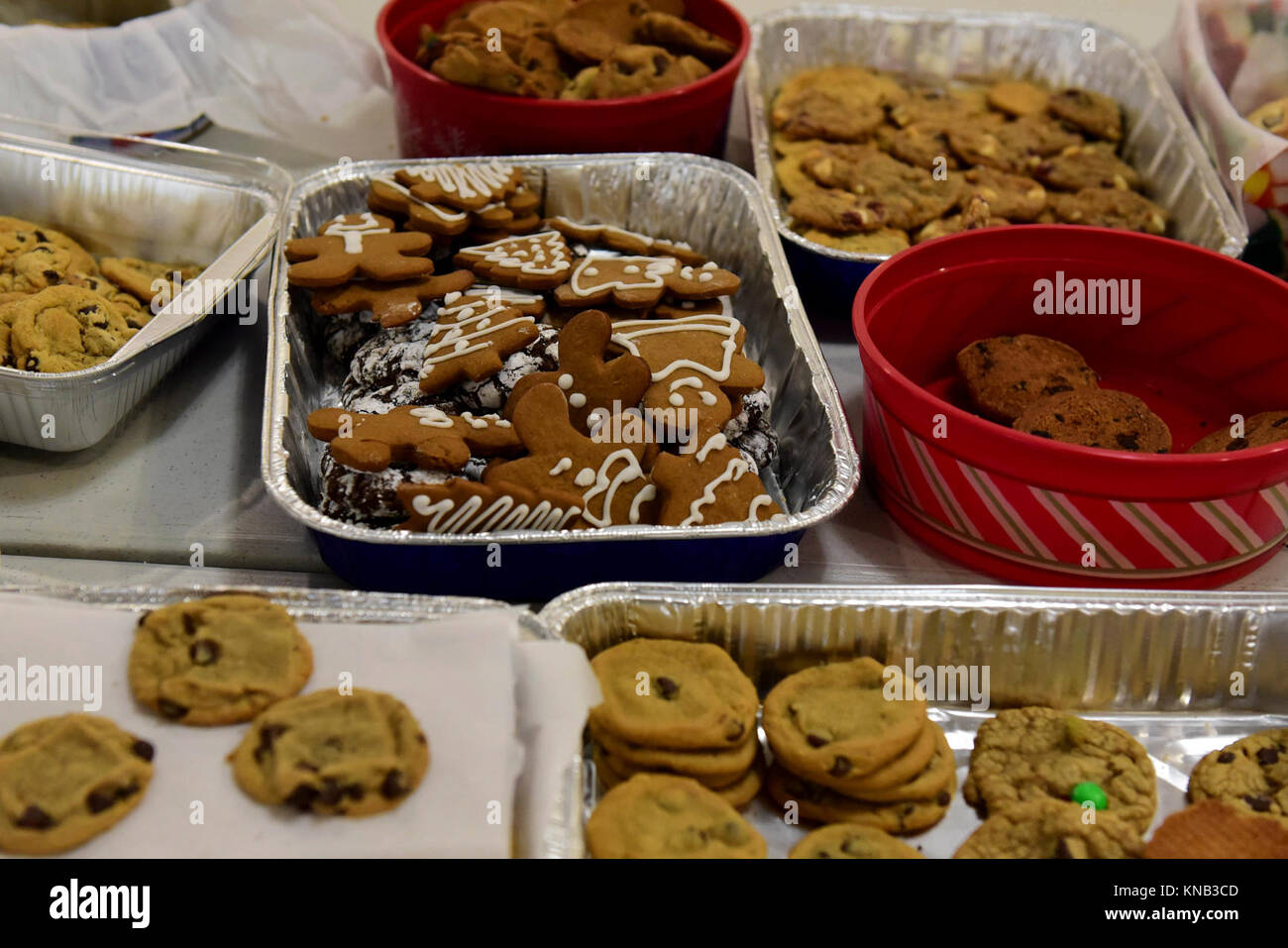 Cookies for the annual Airmen Cookie Drive are set out to be bagged by ...