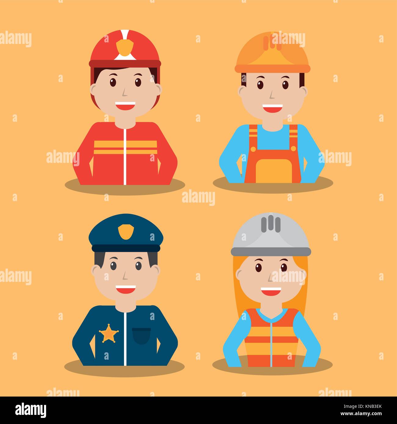 worker set - office worker chef doctor fireman pilot policeman Stock ...