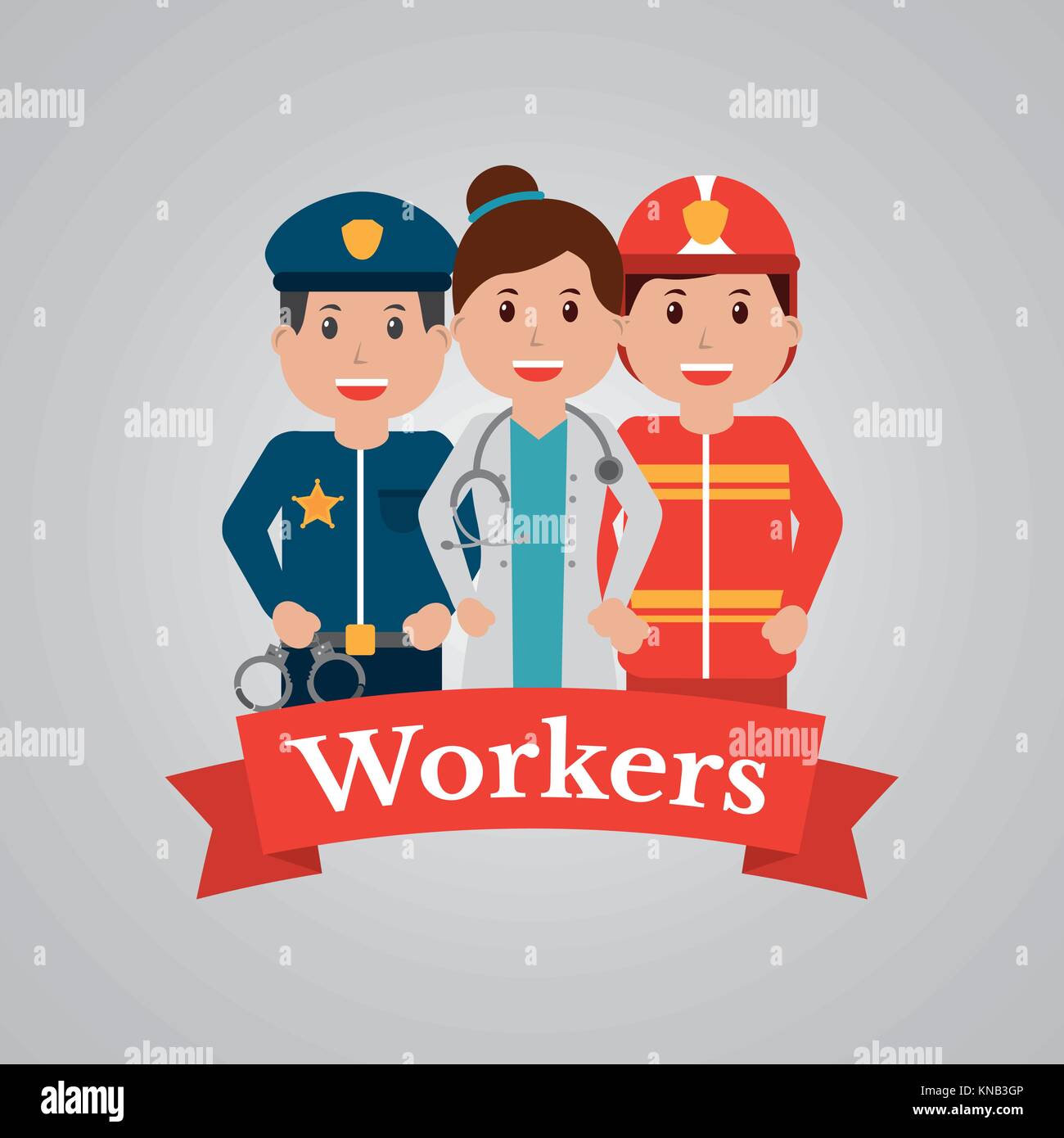 workers group people profession employee cartoon banner Stock Vector ...