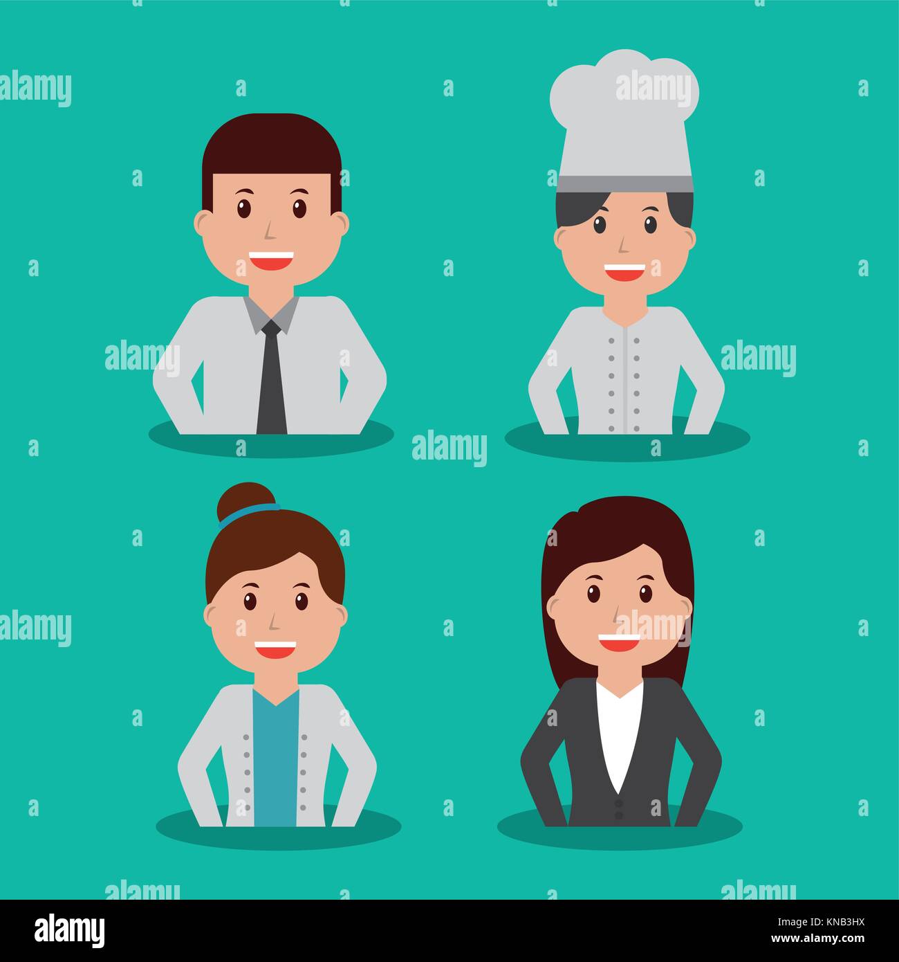 worker set - office worker chef doctor fireman pilot policeman Stock ...