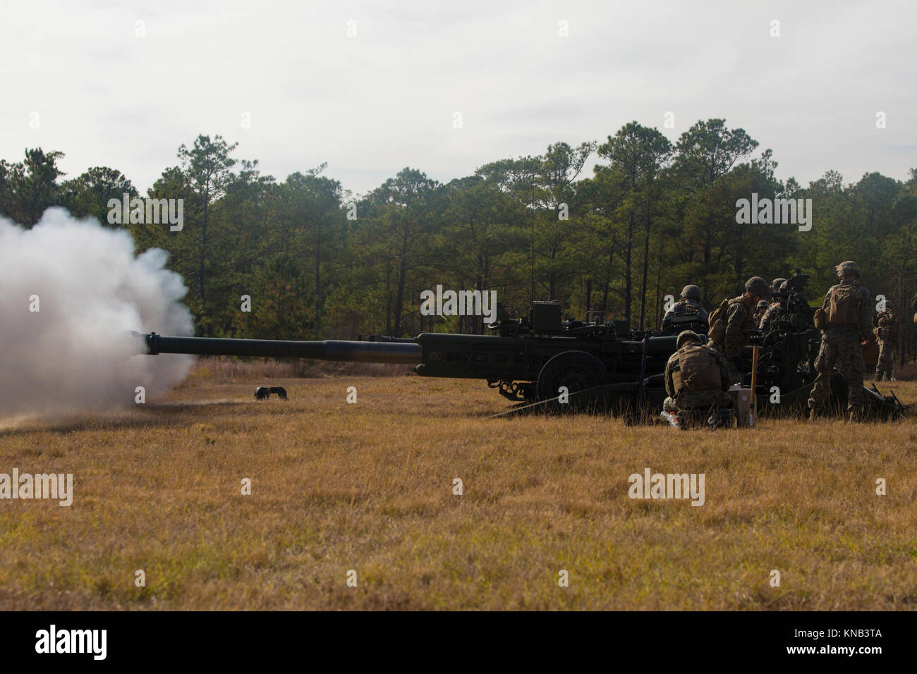 Marines fire an M777 A2 howitzer at their target during a direct-fire ...