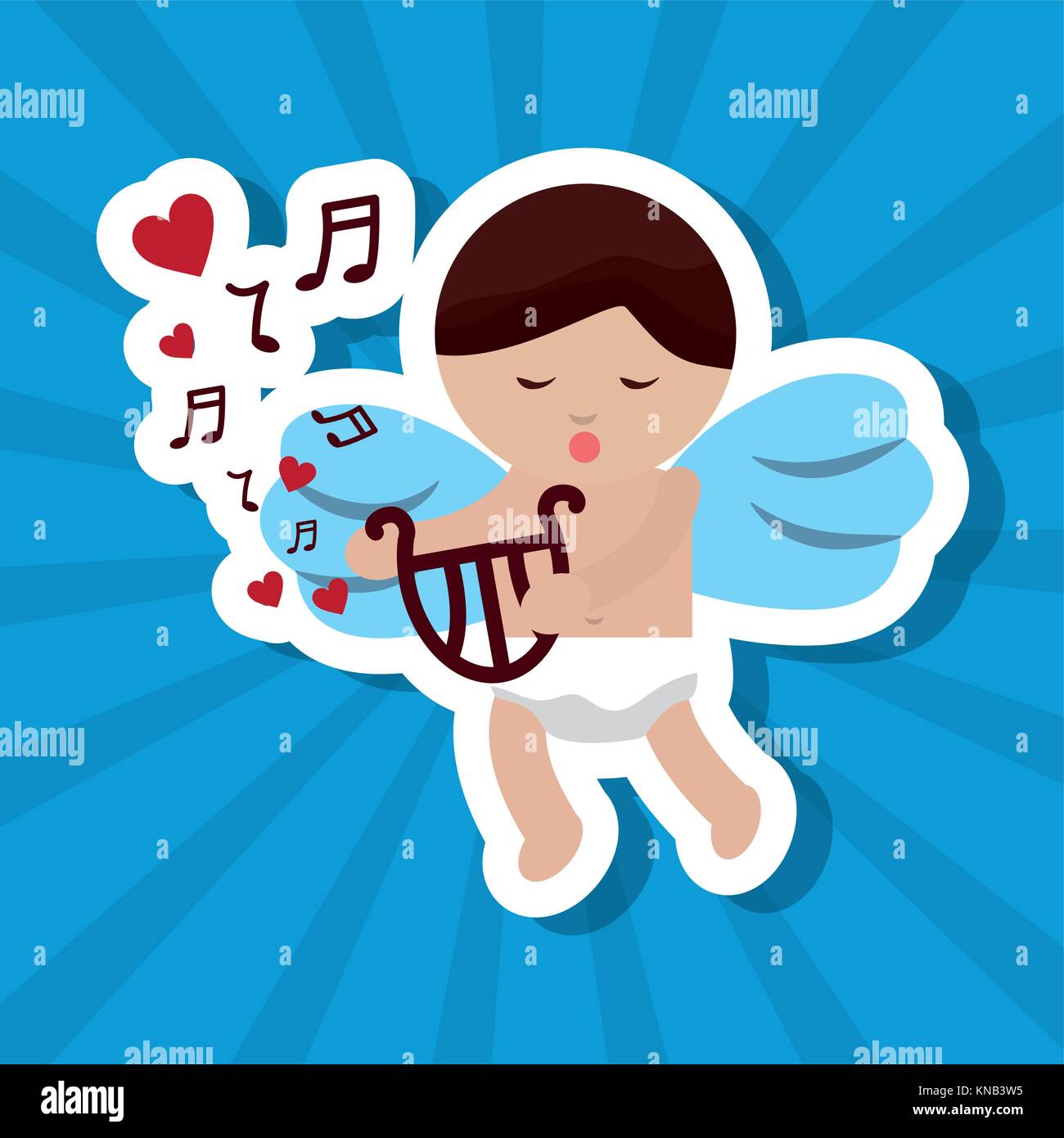 cute cupid love holding harp music Stock Vector Image & Art - Alamy