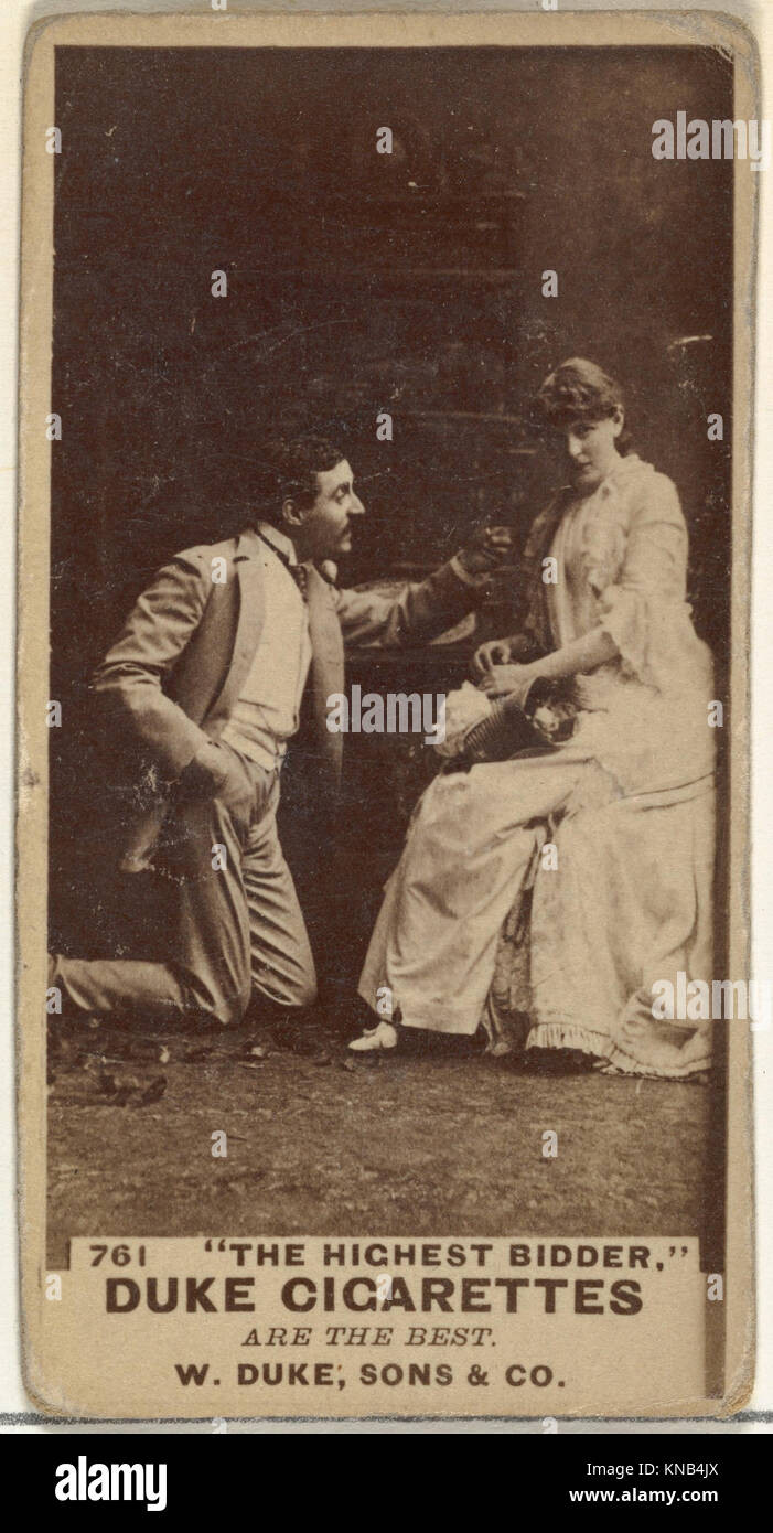 This card depicts 'The Highest Bidder' from the Actors and Actresses ...