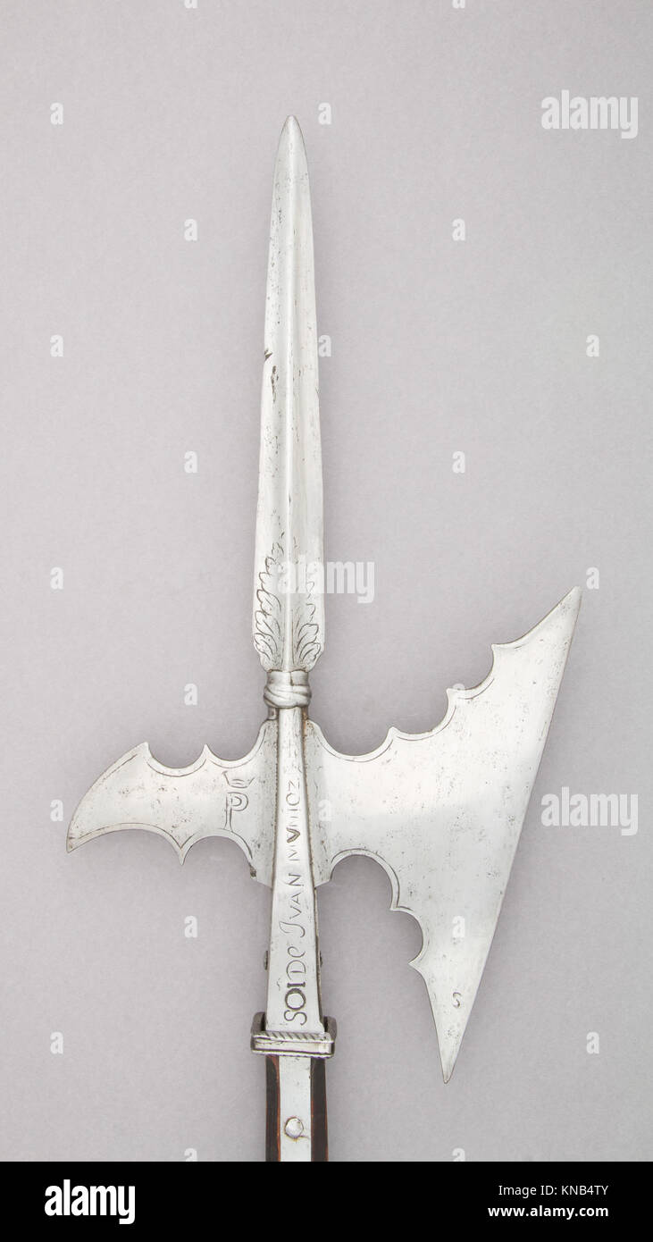 This halberd, a type of pole weapon used in the Middle Ages, features a ...