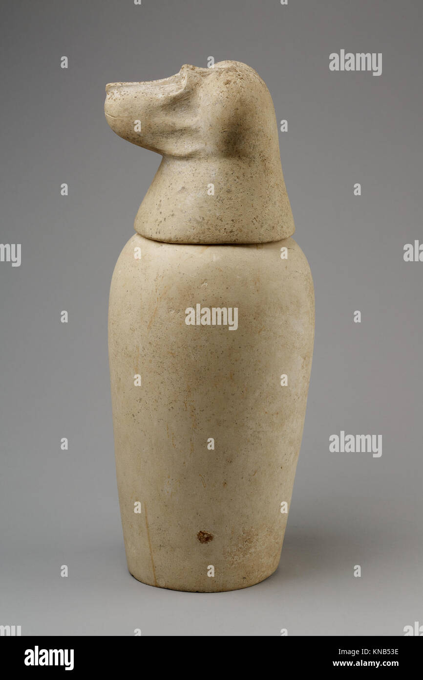 This canopic jar, with a baboon-headed lid, represents the ancient ...