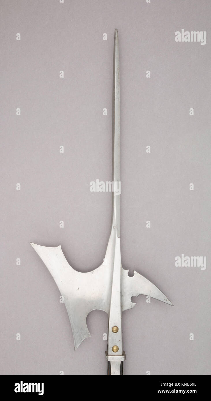 This medieval halberd is a pole weapon with detailed construction, used ...