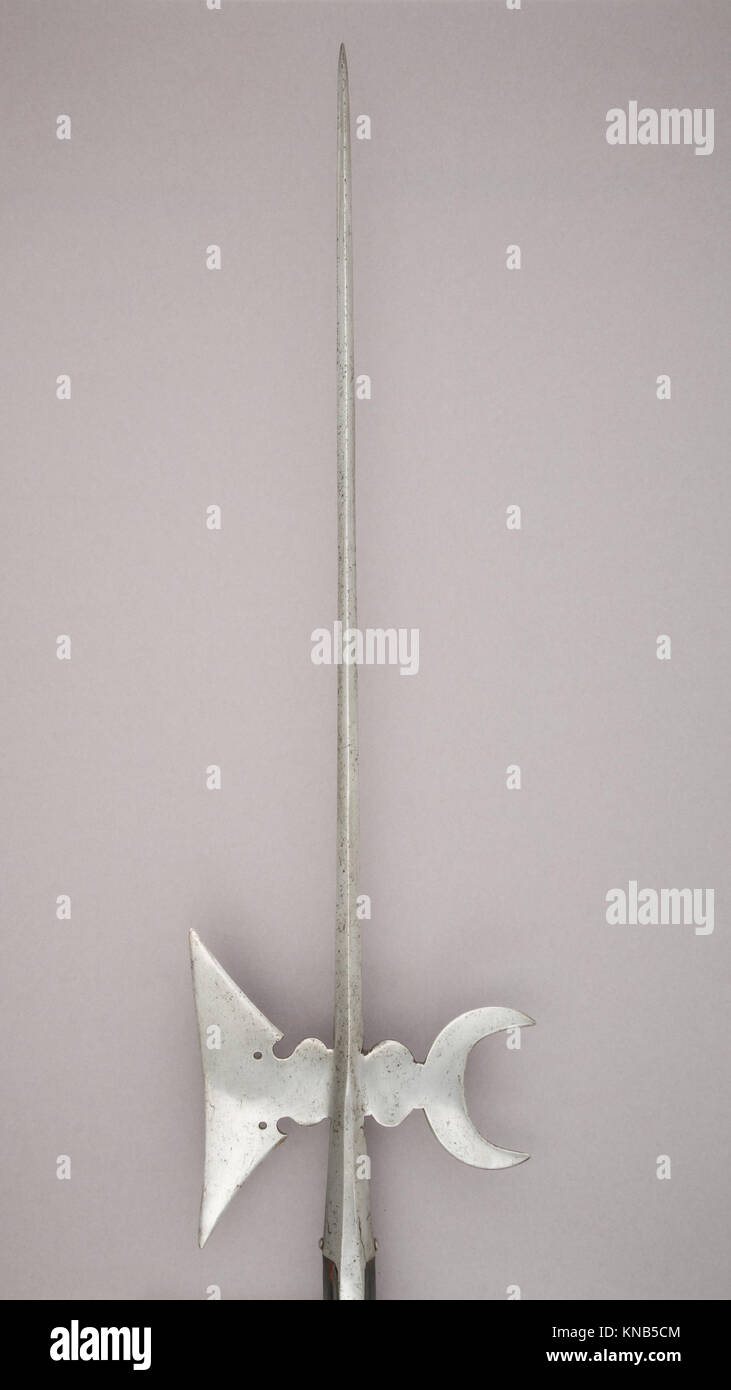 A halberd, a medieval pole weapon with an axe blade, representing ...