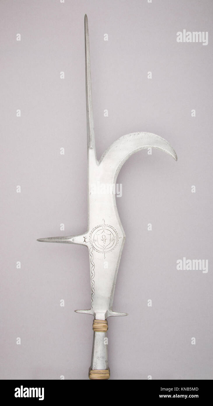 The guisarme is a medieval polearm, featuring a curved blade that was ...