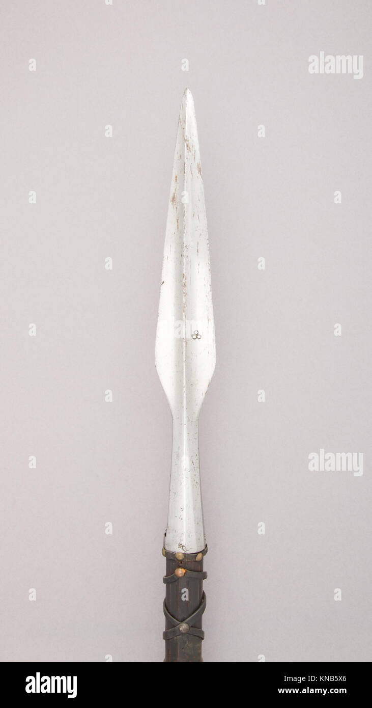 This boar spear is a historical weapon used in hunting, featuring a ...