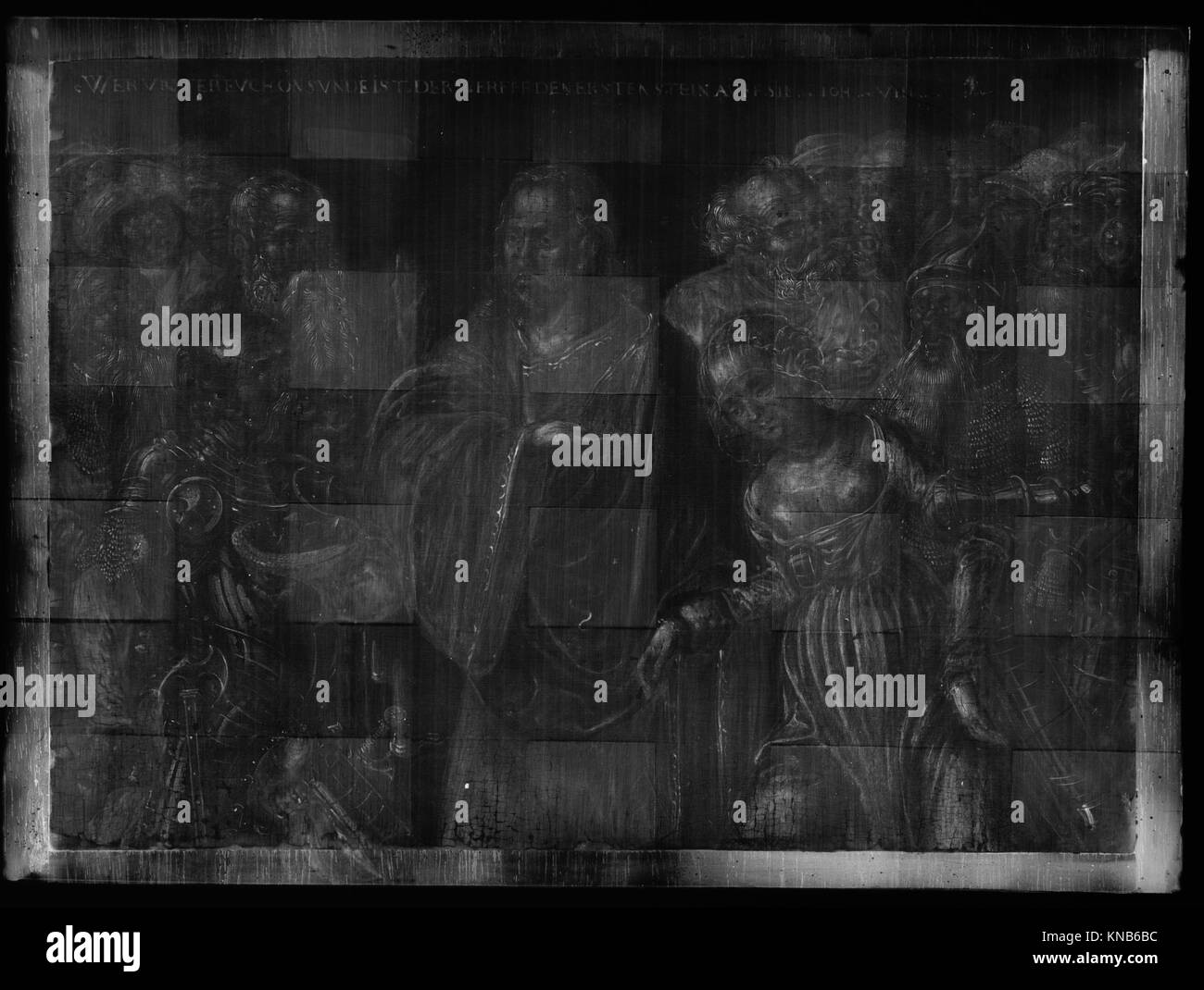 This depiction of Christ and the Adulteress is a detailed portrayal of ...