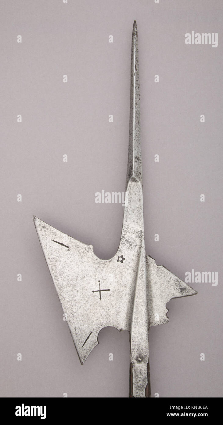 This halberd, a type of pole weapon, showcases the functional and ...