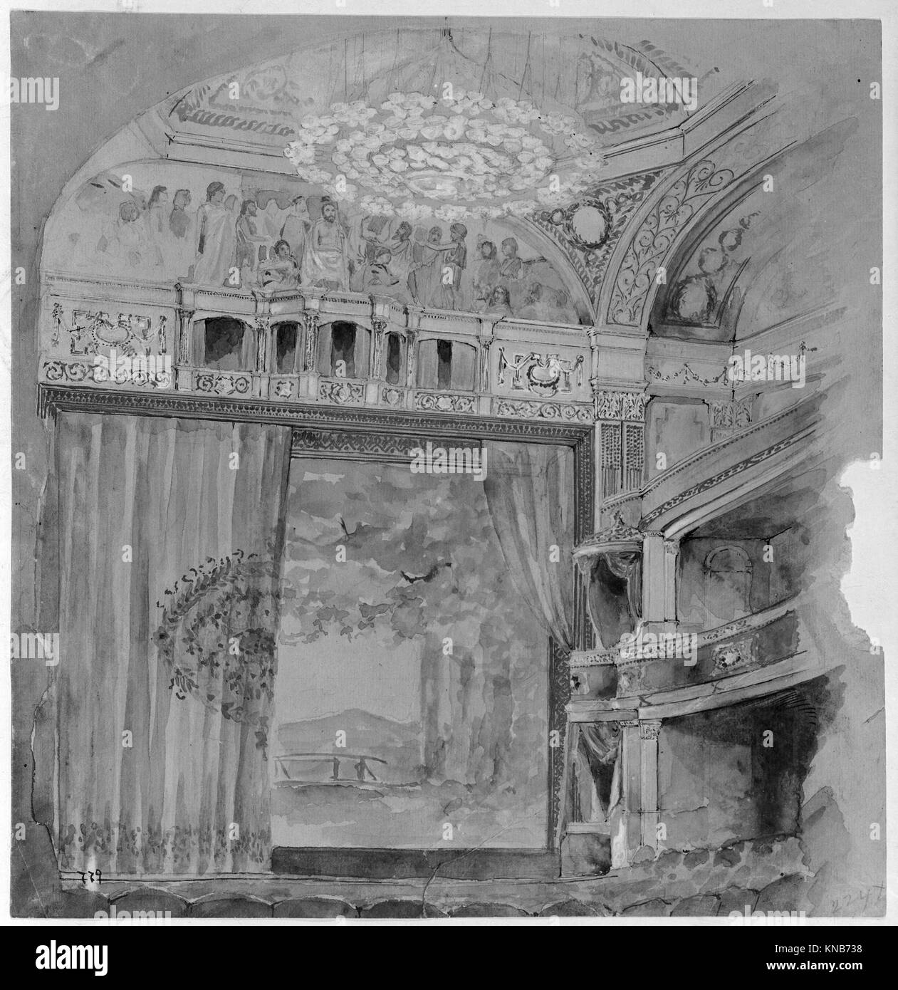 Lyceum Theatre design in New York, illustrating architectural elements ...