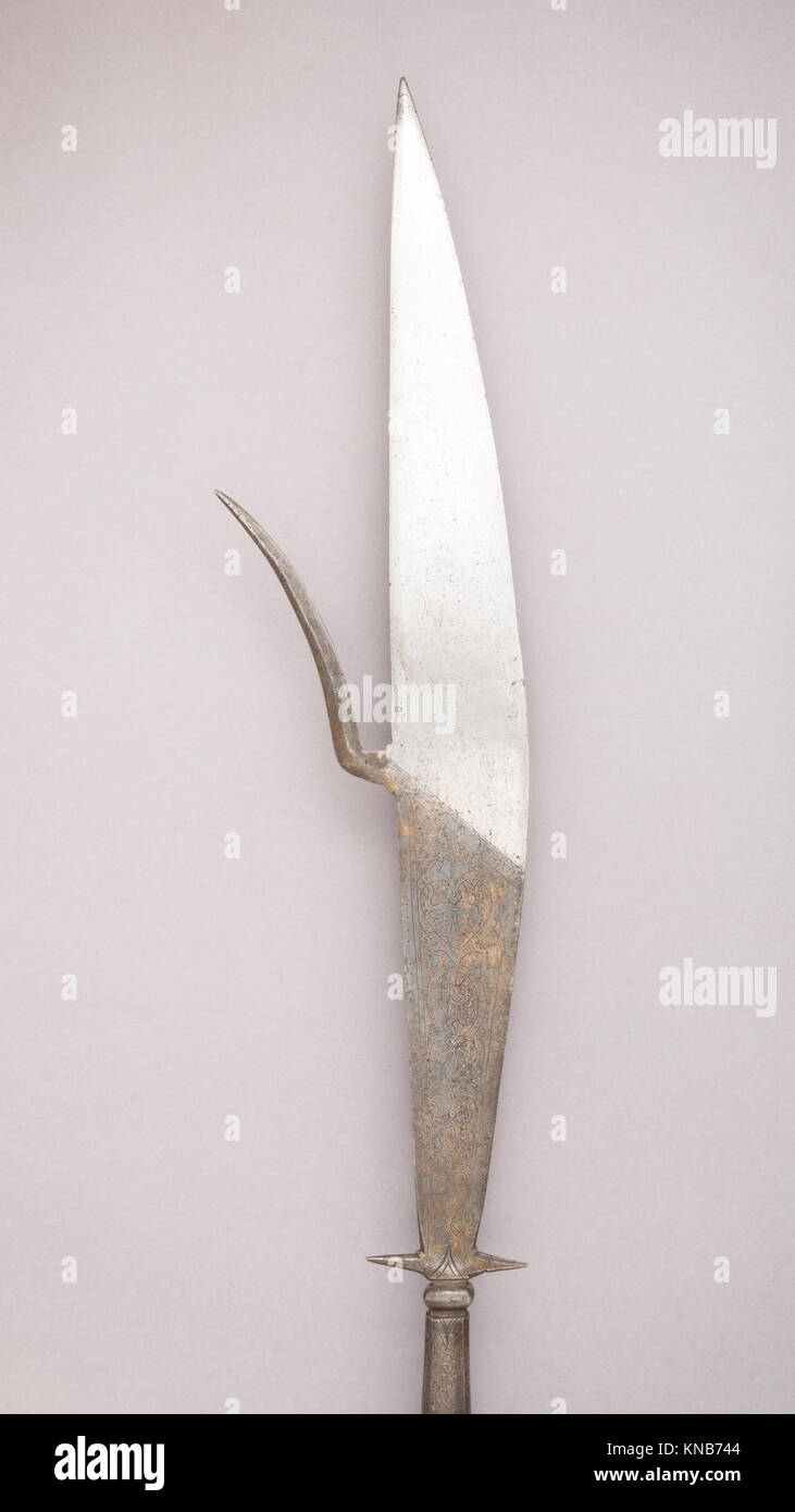 This fauchard, a type of pole weapon used in the medieval and early ...