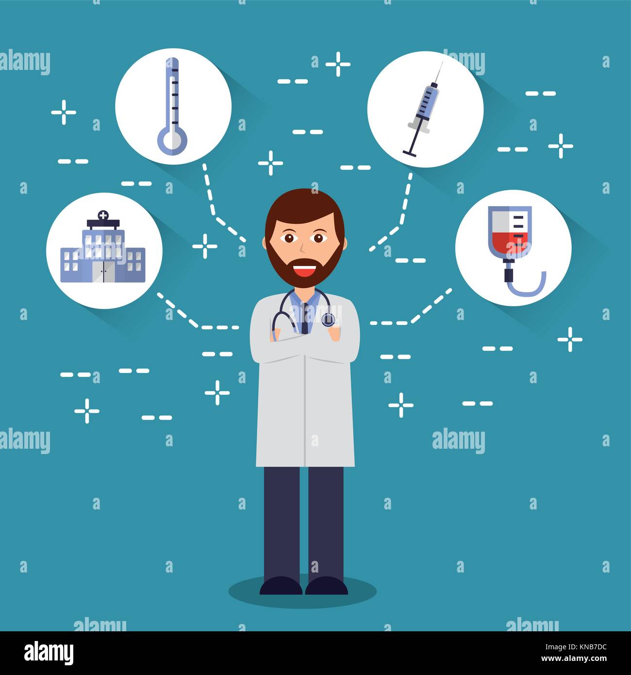 doctor arms folded with stethoscope medical icons Stock Vector Image ...