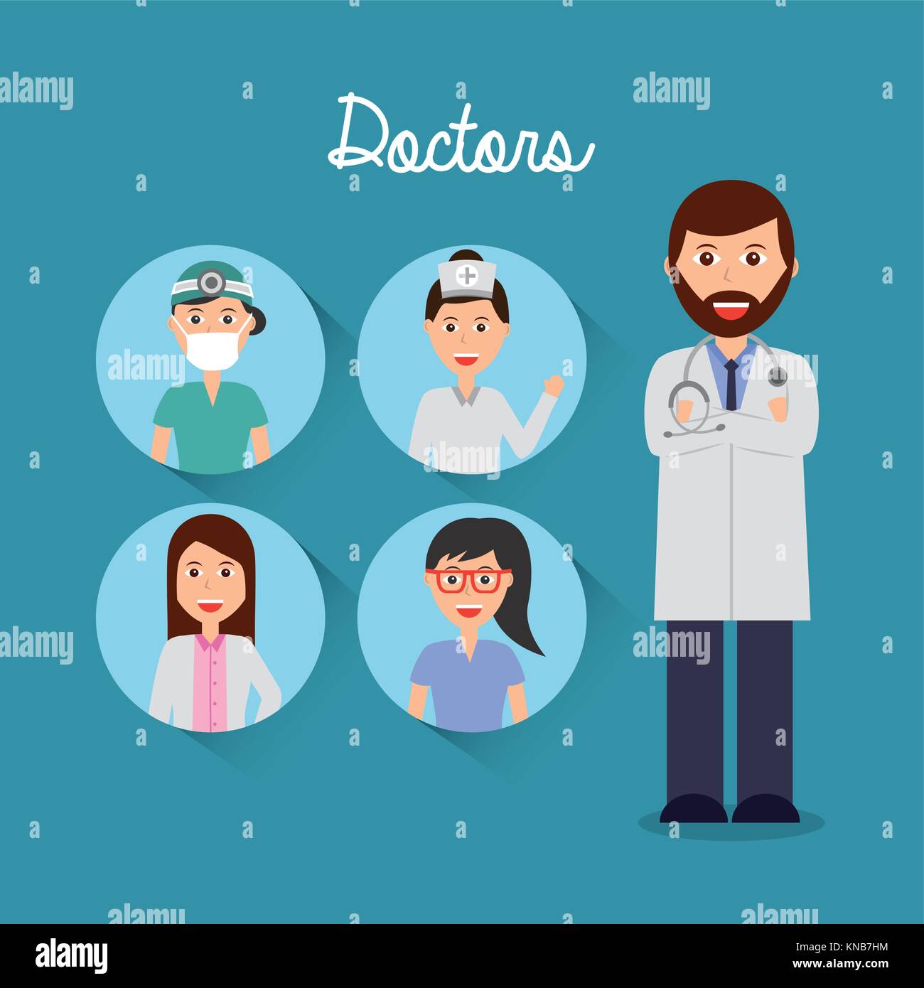 doctor folded arms and team physician icons circle Stock Vector Image ...