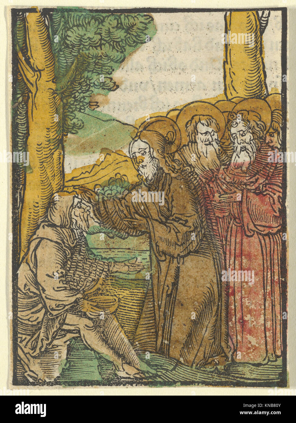 This engraving depicts Christ healing the blind, illustrating Christian ...