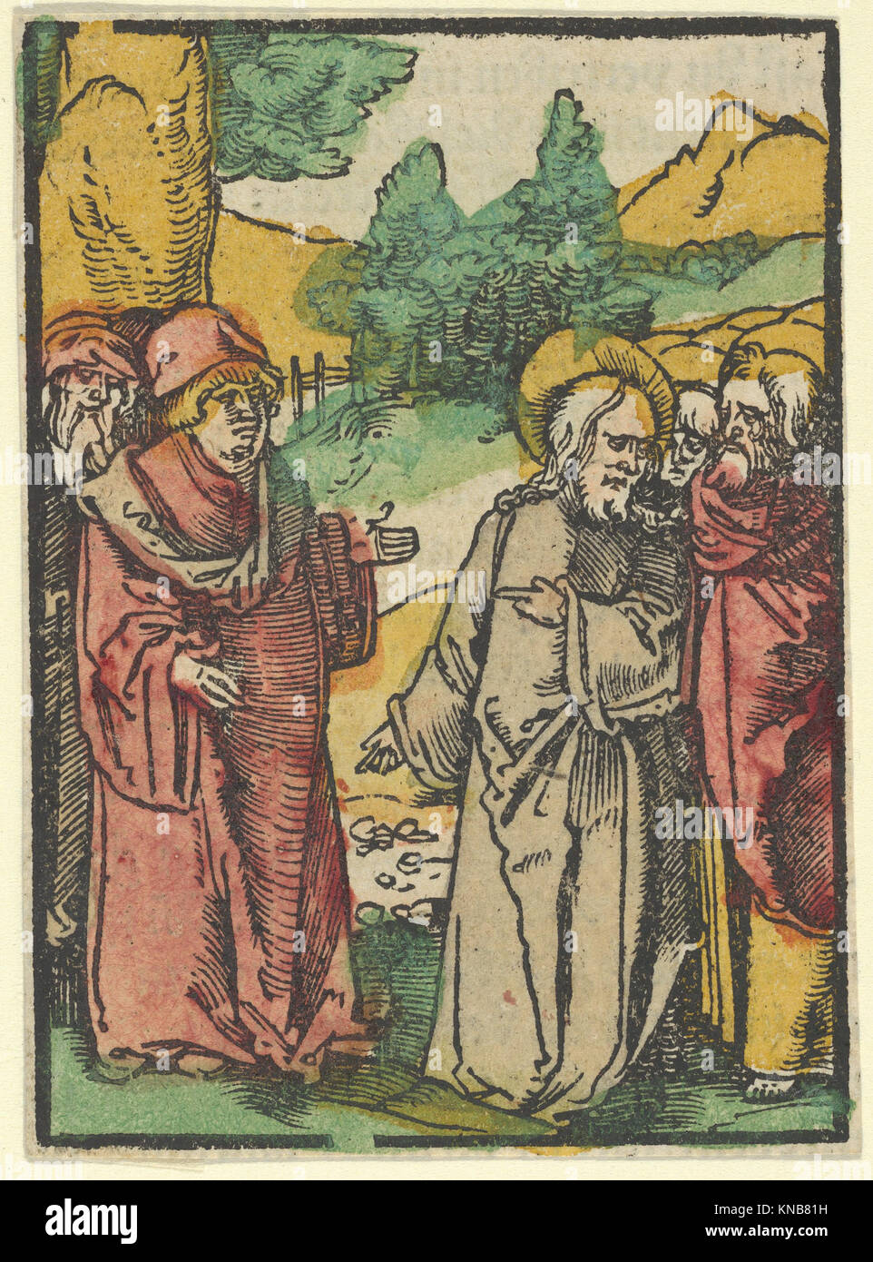 This religious artwork depicts Christ warning his disciples about false ...