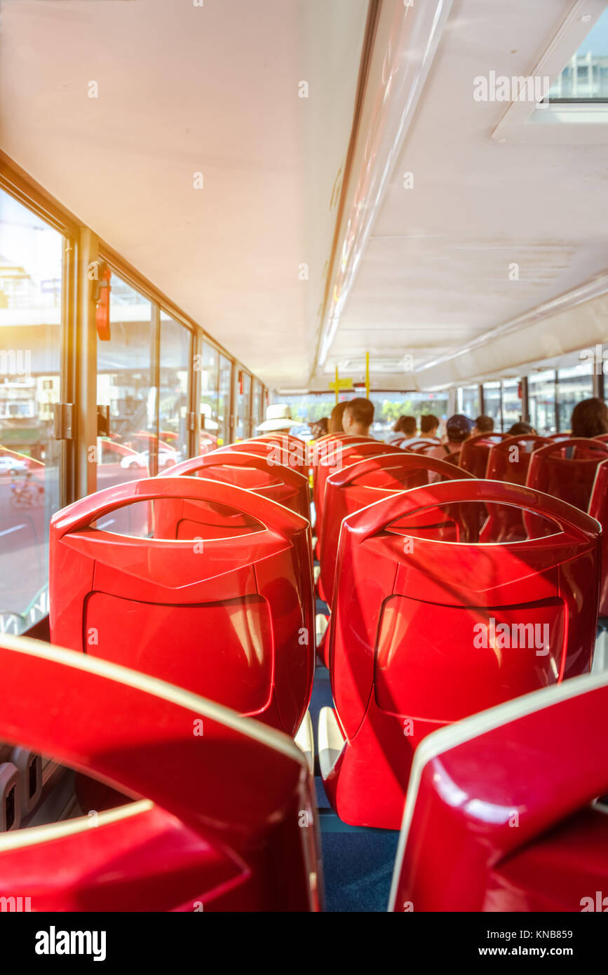 Close-Up Of Empty Seats Of Bus Stock Photo - Alamy