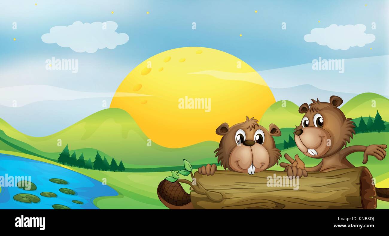 Two beavers Stock Vector Images - Alamy