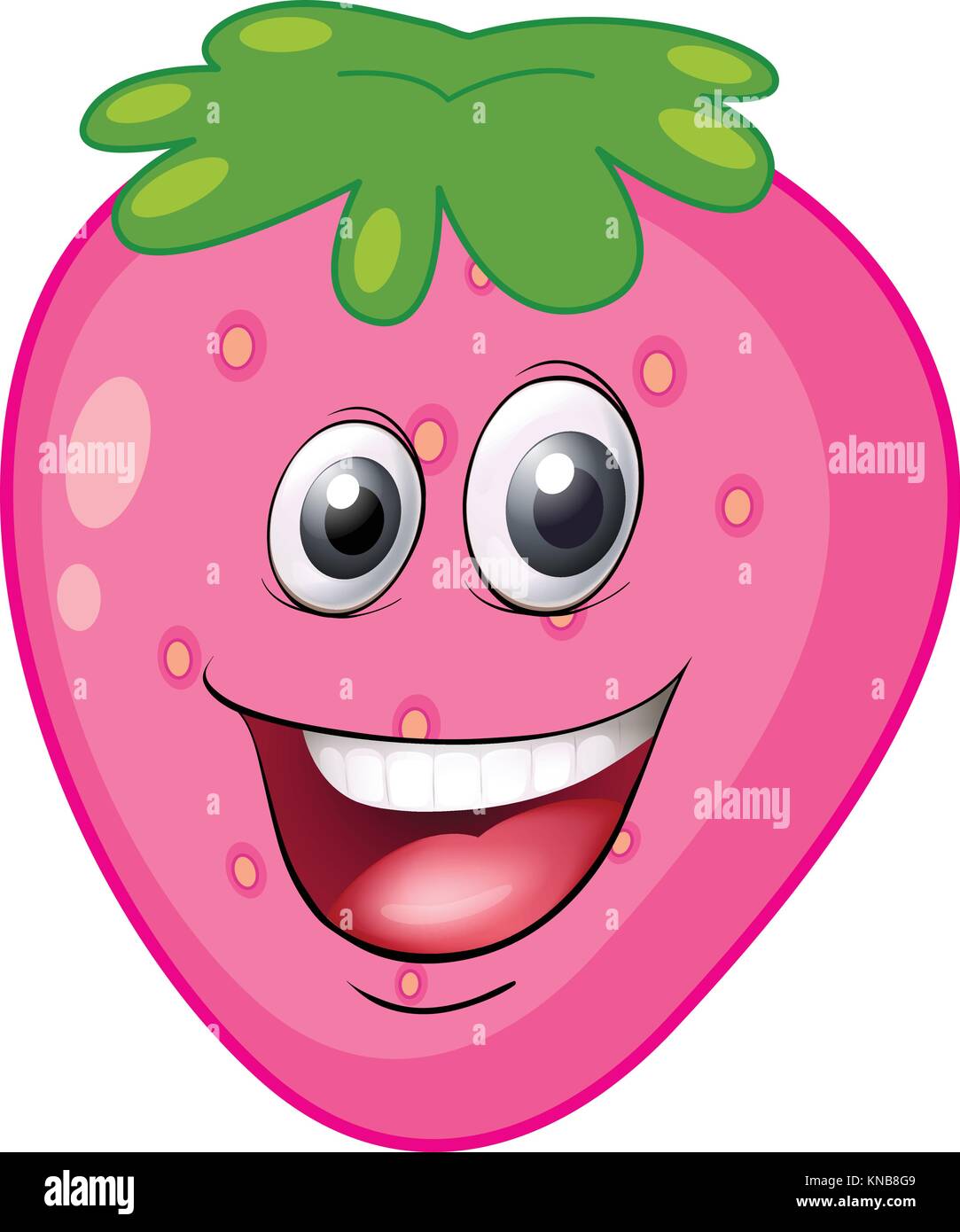 illustration of a strawberry with a face on a white background Stock ...