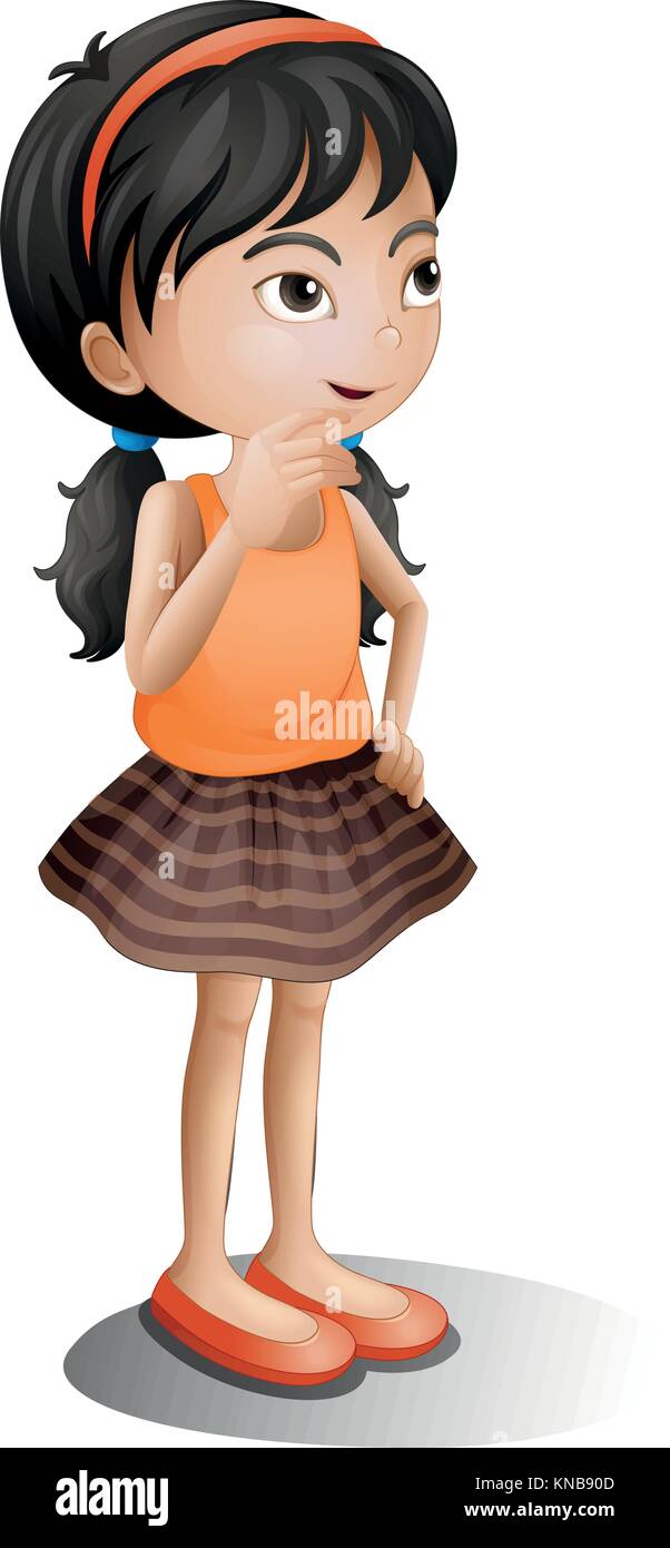 Cute Thinking Girl Cartoon