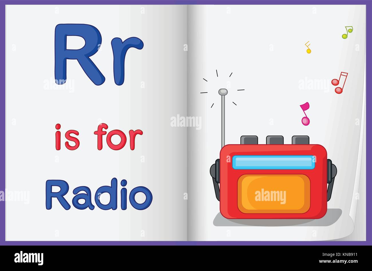 Illustration of a radio in a book on a white background Stock Vector ...