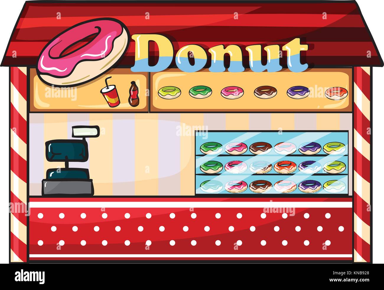 illustration of a donut shop on a white background Stock Vector Image ...