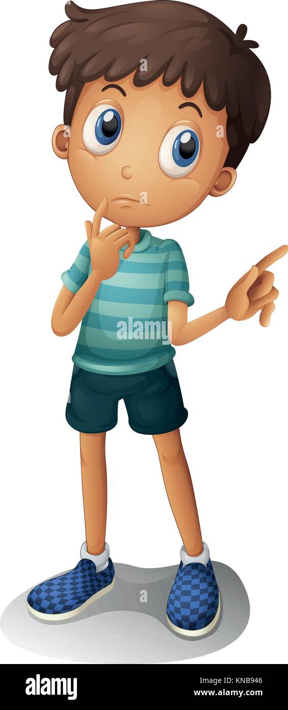 Illustration of a young boy thinking on a white background Stock Vector ...