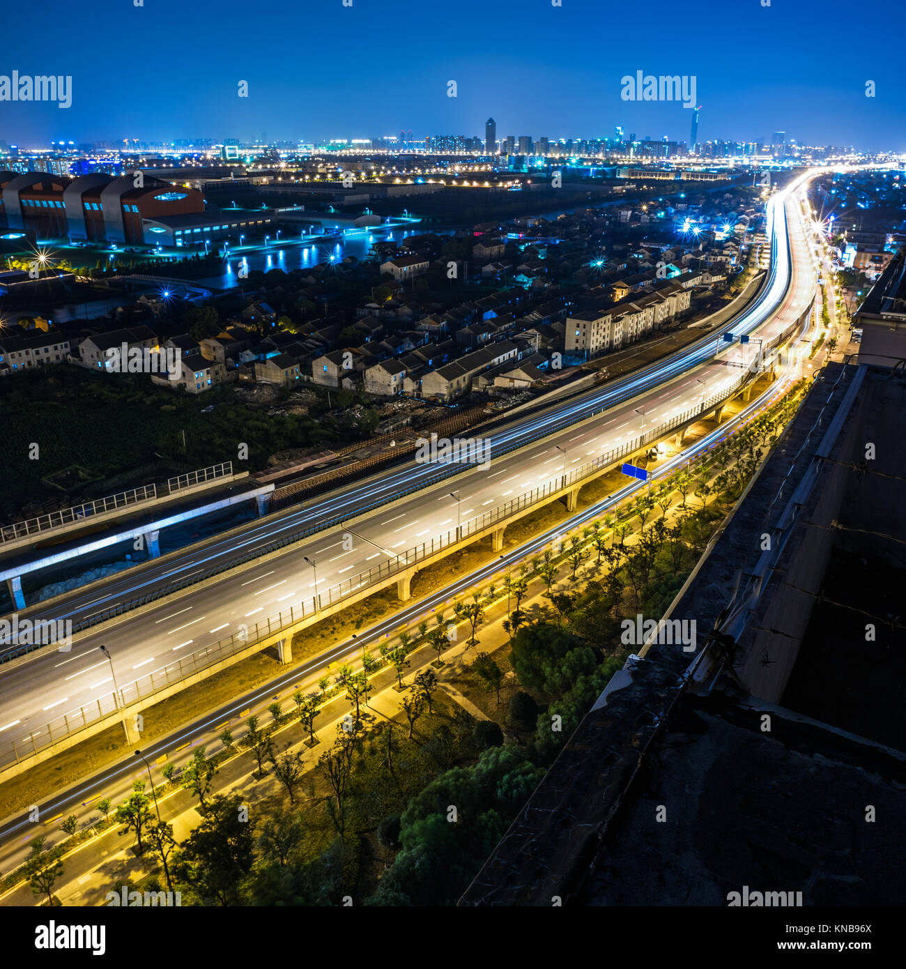 traffic light trails at Night in Shenzhen, China Stock Photo - Alamy